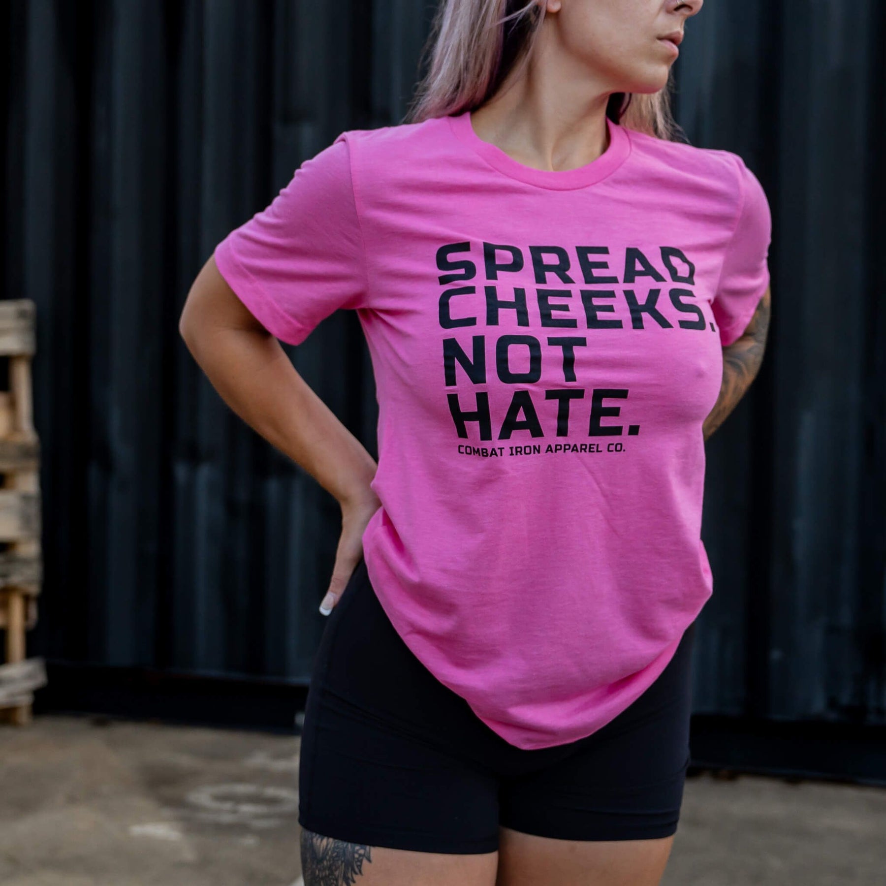 SPREAD CHEEKS. NOT HATE. Men’s Funny T-Shirt | Combat Iron Apparel Co.