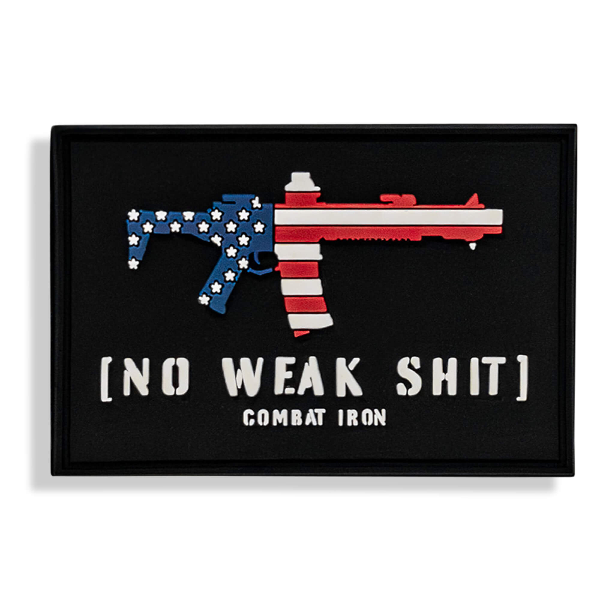 No Weak Shit American Flag Rifle PVC Patch | Combat Iron Apparel Co.