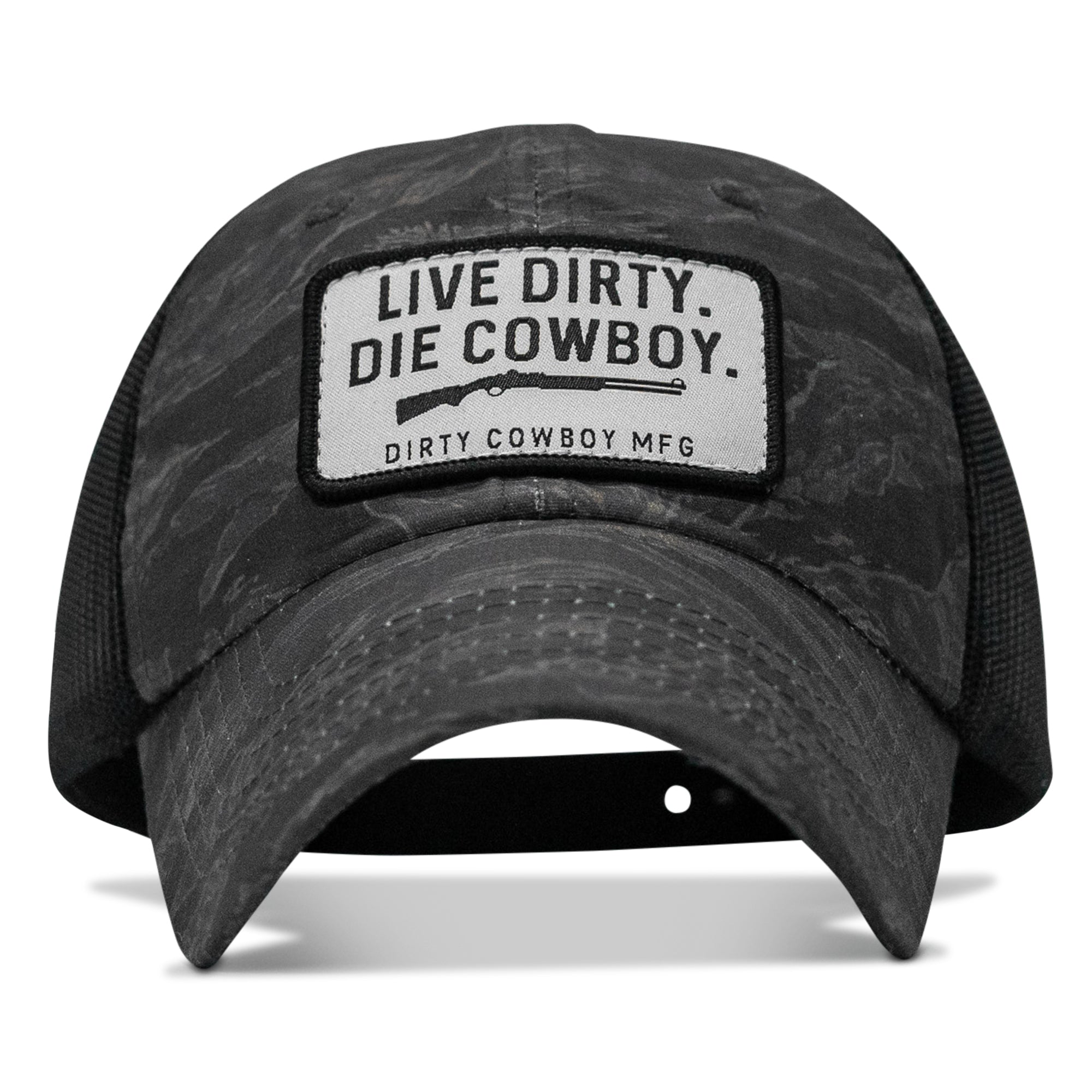 Live Dirty. Die Cowboy Patch Tactical Ripstop Mesh Snapback Hat