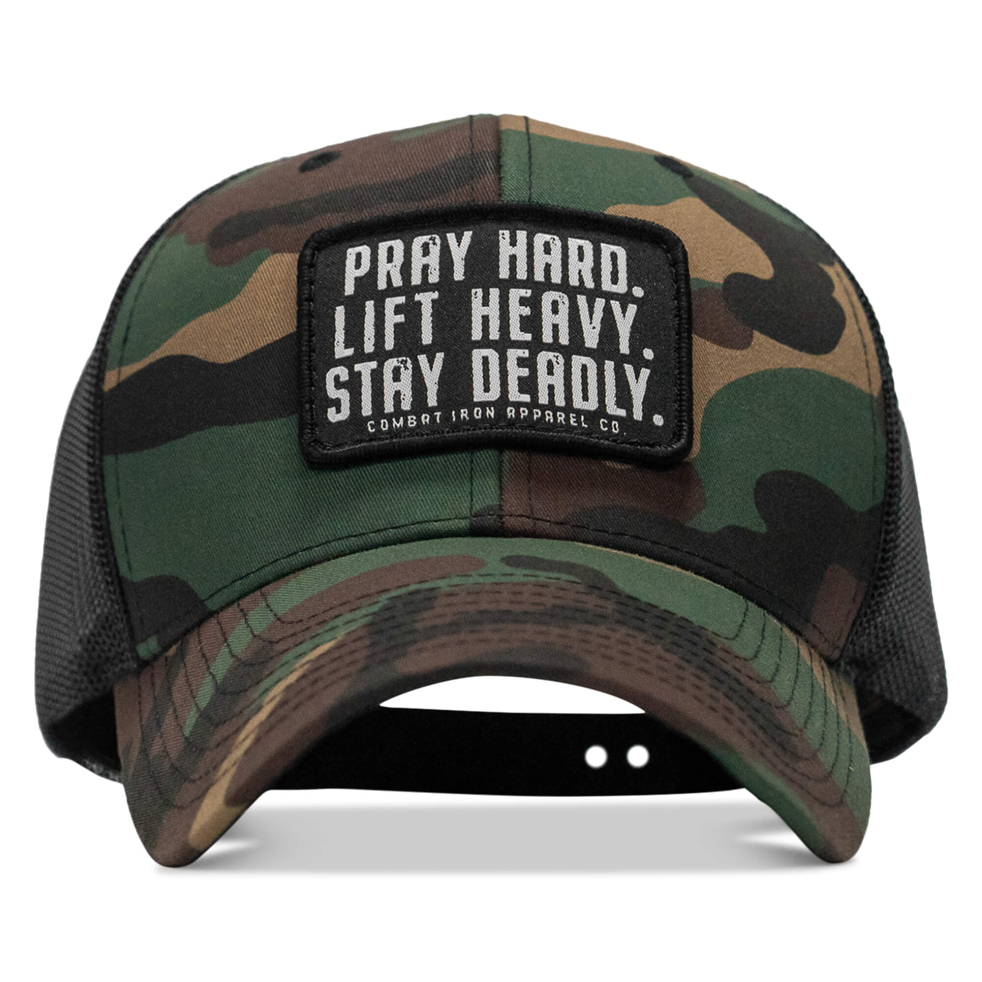 Pray Hard. Lift Heavy. Stay Deadly. Patch Snapback | Combat Iron ...