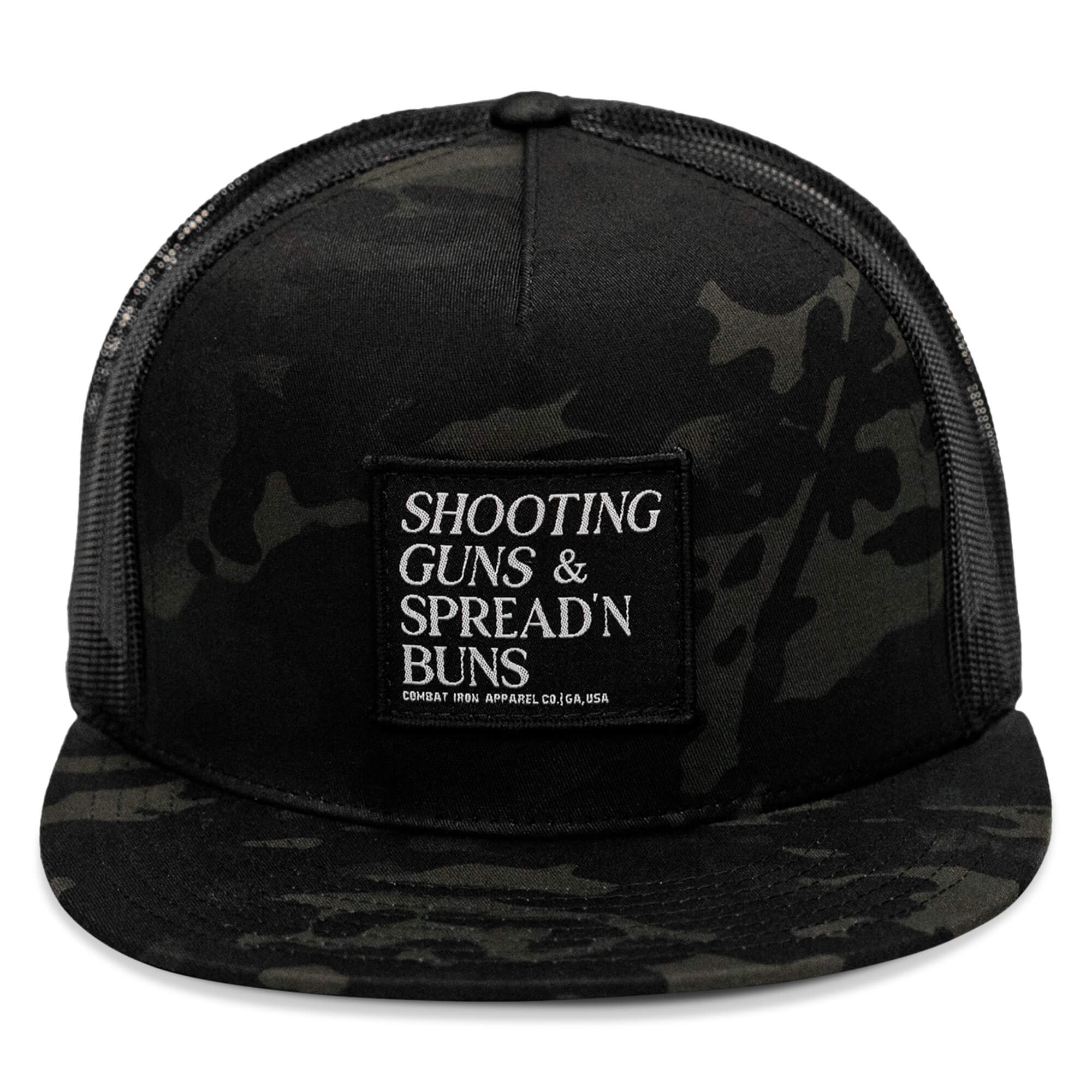 Shooting Guns & Spreadin' Buns Patch Flatbill Hat | Combat Iron ...