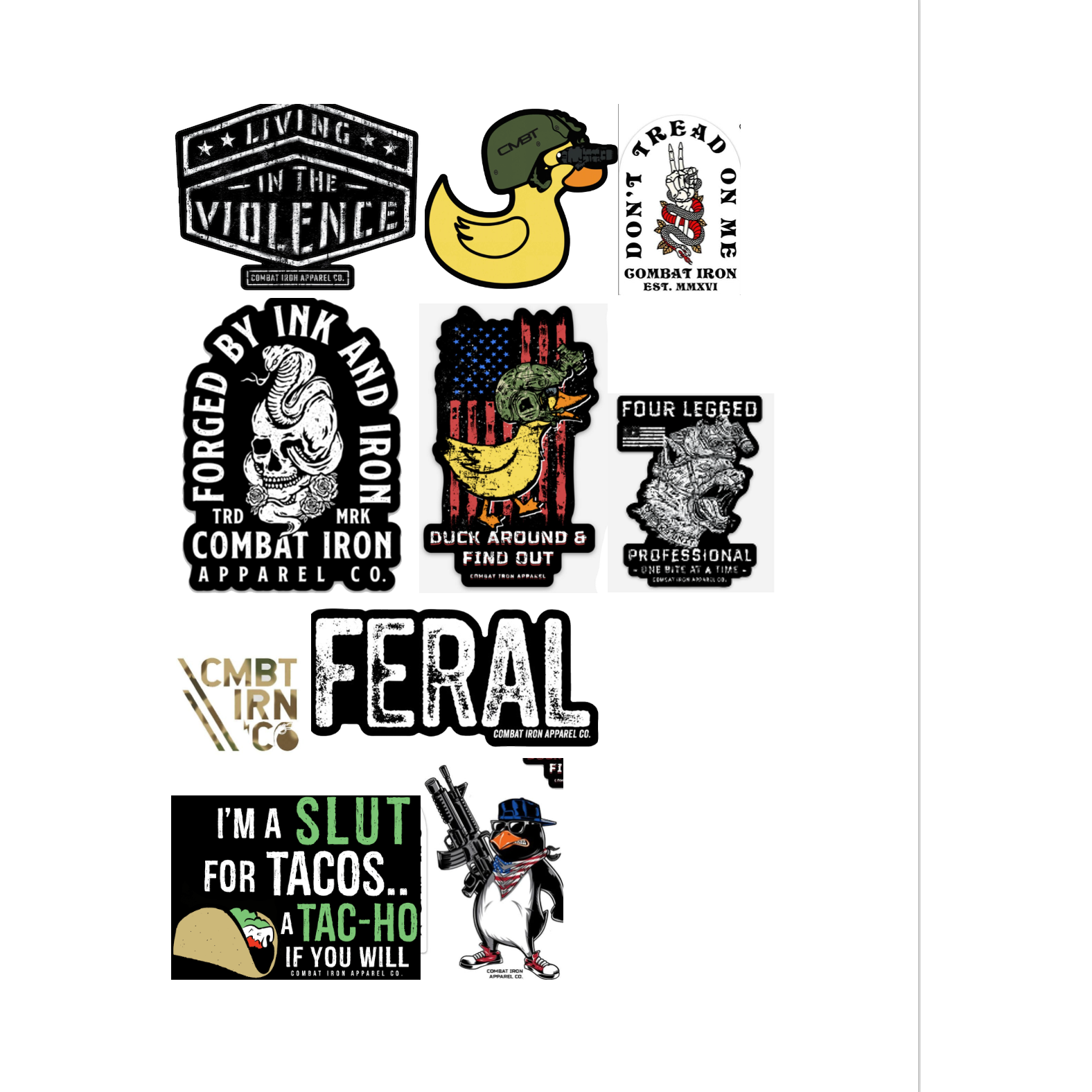 Decal Sticker 10 Pack | Combat Iron Apparel Co.