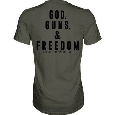 GOD, GUNS, & FREEDOM Men's T-Shirt | Combat Iron Apparel Co.