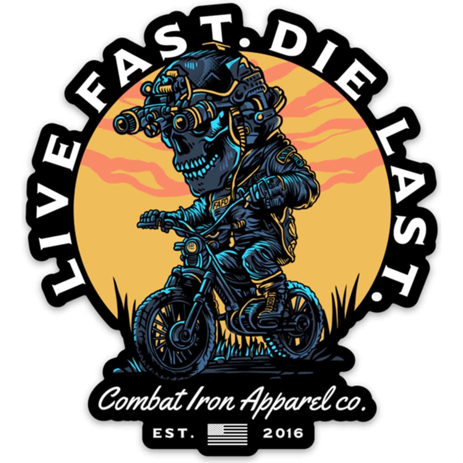 Combat Iron Apparel Co. | LIVE FAST. DIE LAST. Bicycle Skull Decal ...
