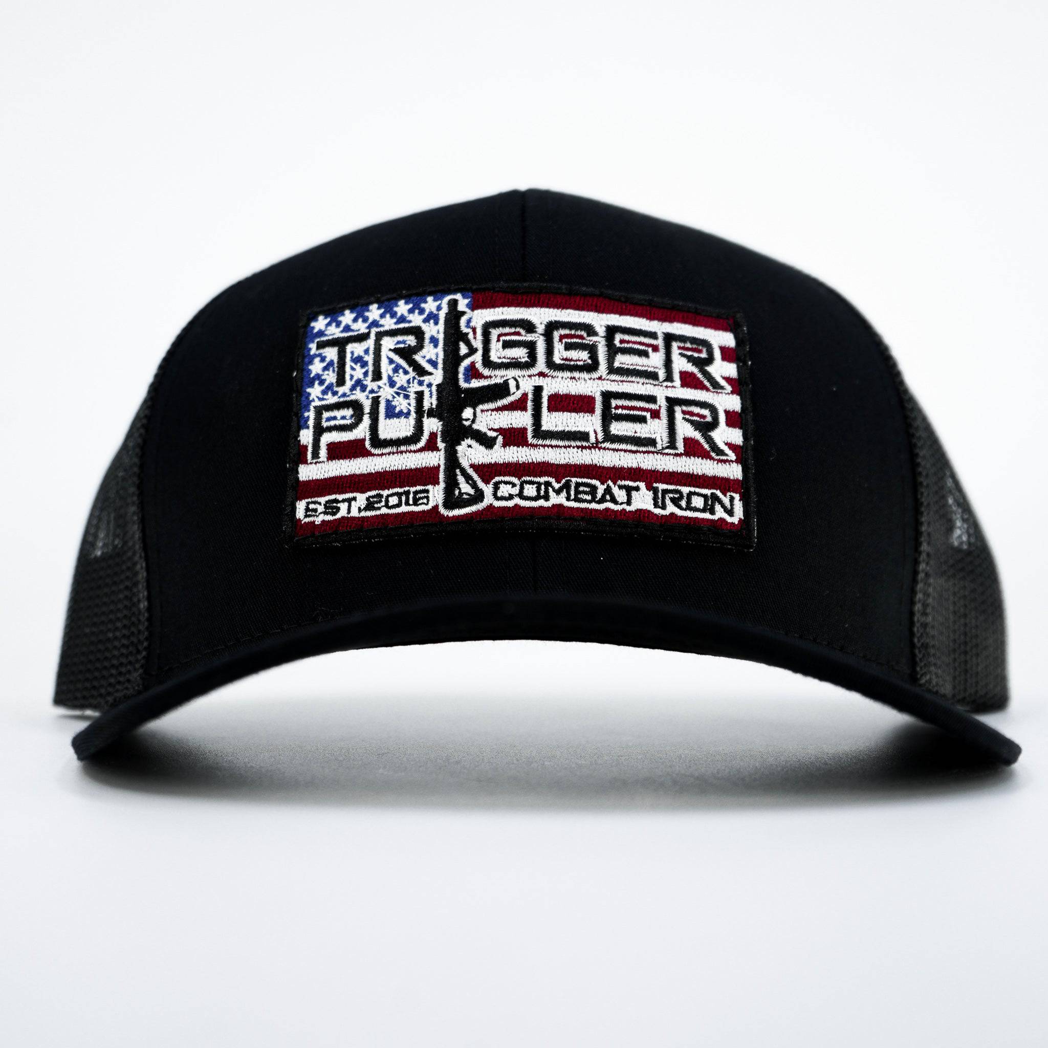 Trigger Puller American Flag Patch Mid-Profile Mesh Snapback Hat | Combat Iron Apparel Co.