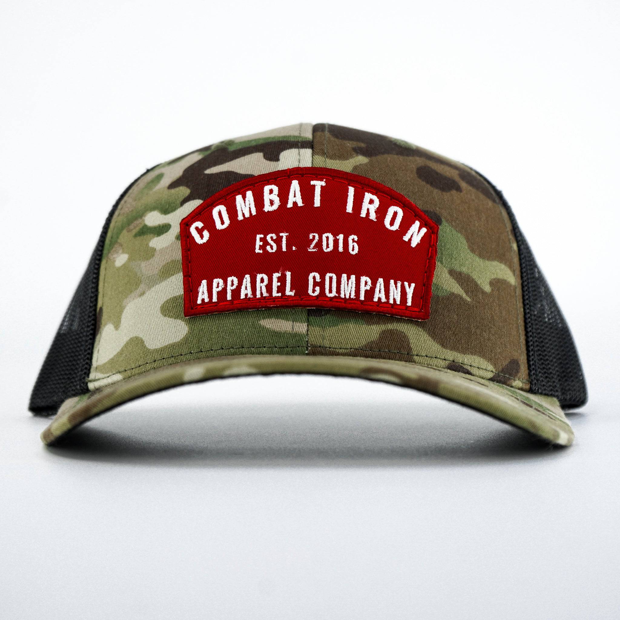Arched Red Patch Mid-Profile Mesh Snapback Hat | Combat Iron Apparel Co.